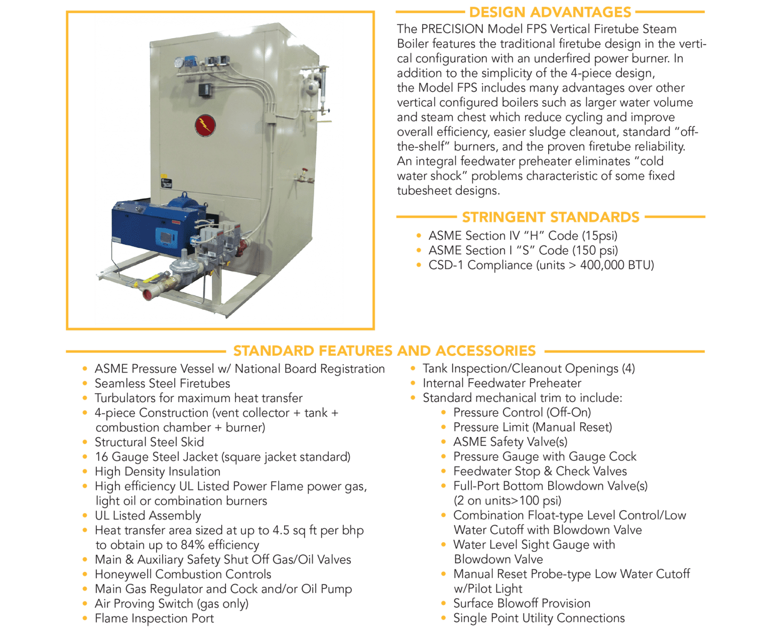 FPS Vertical Firetube Steam Boiler - Precision Boilers